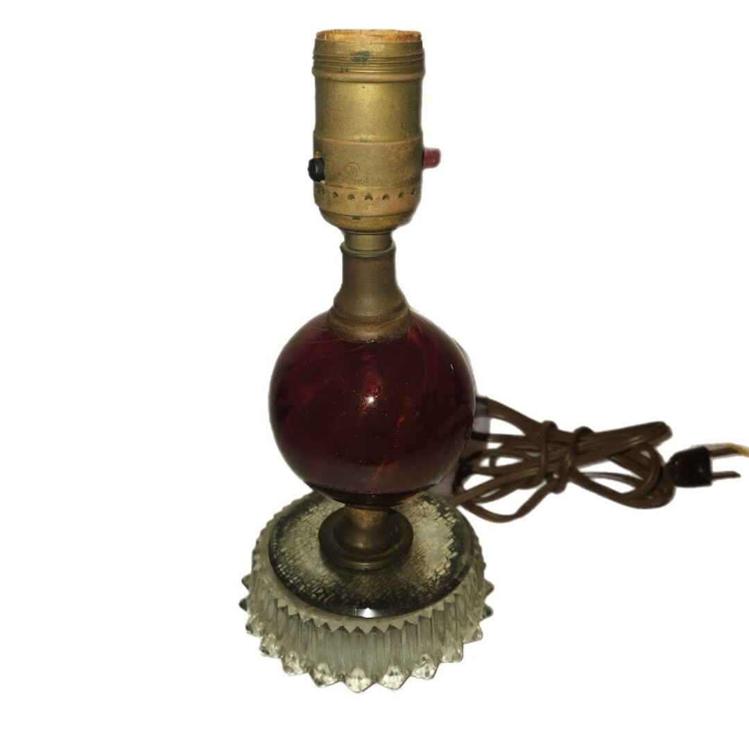 Vintage Pair of Ruby Red Bedside Lamps Red Glass/shabby Chic - Etsy