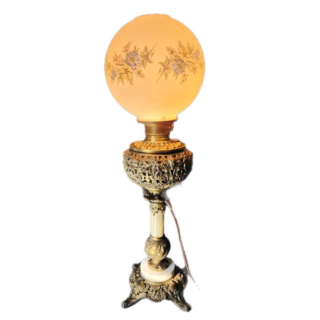 Antique Banquet Electrified Parlor Lamp - Etsy