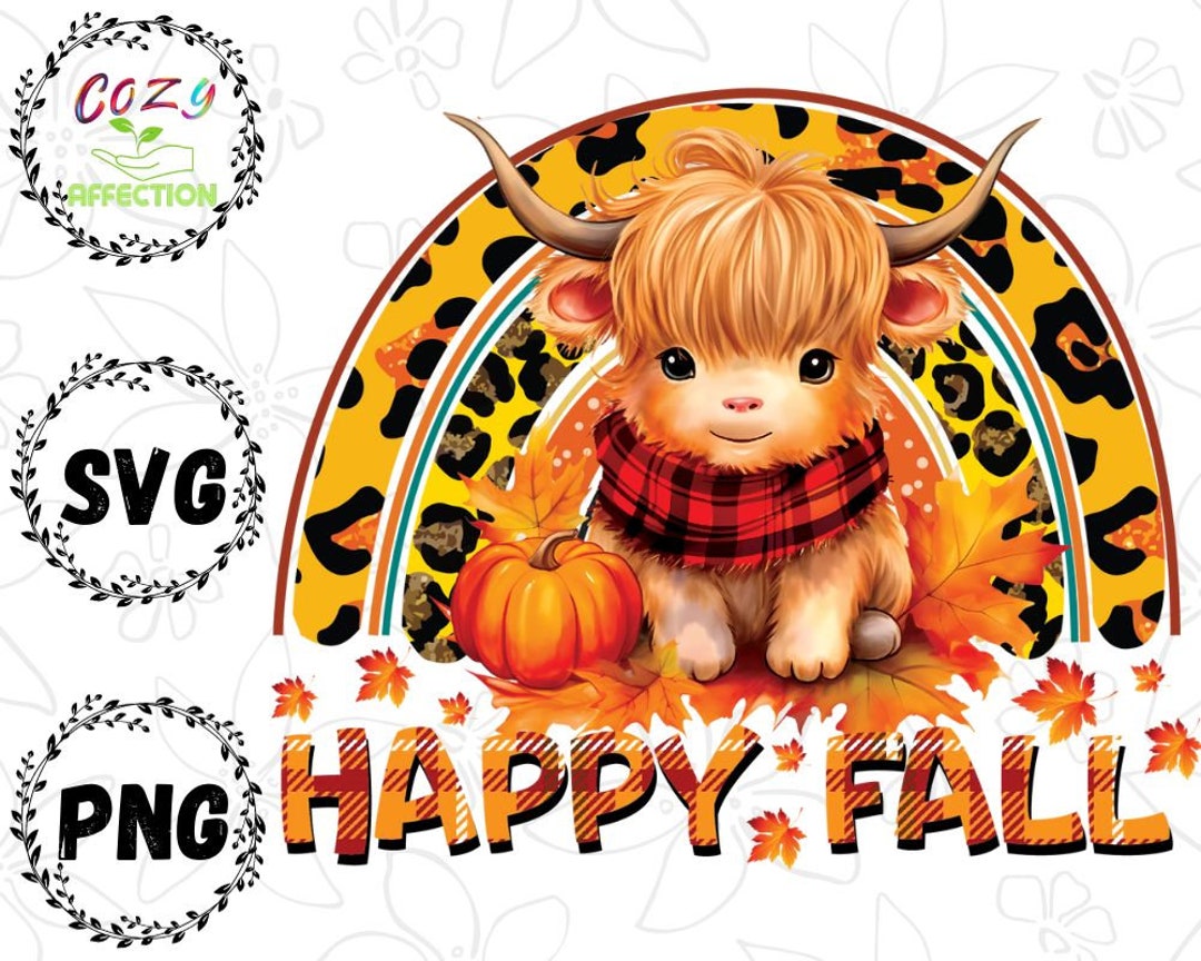 Happy Fall Cow Png Baby Cow Svg File Cow Pumpkin Png Cow Fall Designs ...