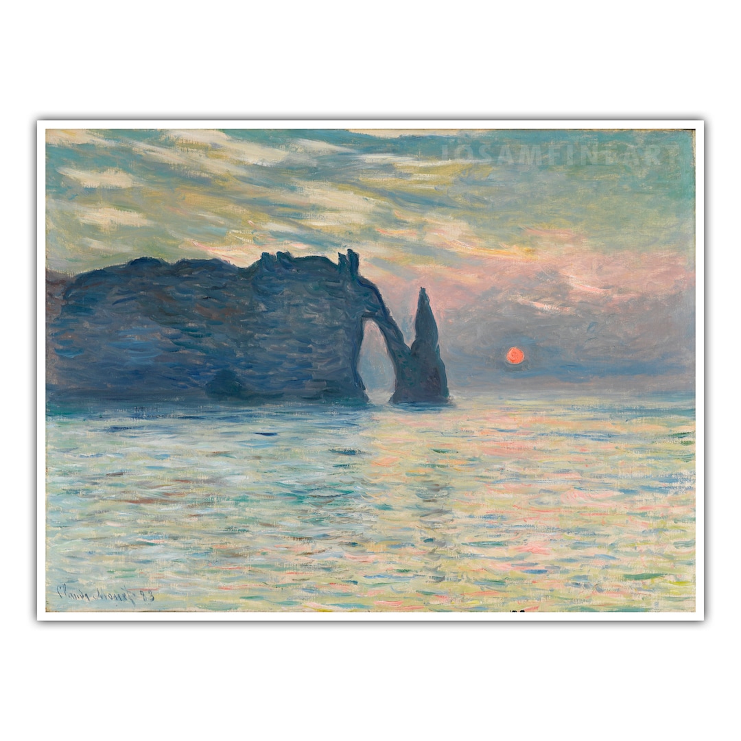 CLAUDE MONET, "the Cliff, Étretat, Sunset" (1882-1883), Giclee Fine Art ...