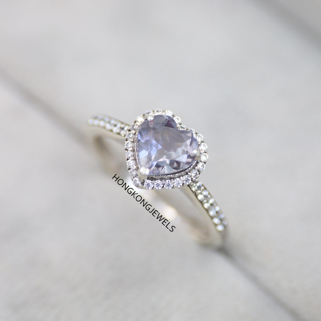 Heart Cut Alexandrite Pandora Ring, Diamond Cluster Engagement Ring ...