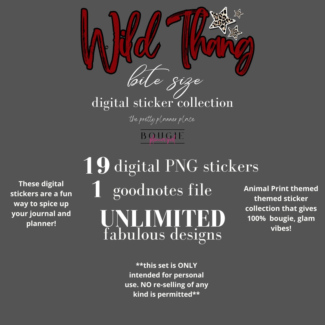 Wild Thang Bite Size Digital Sticker Collection , Digital Planner ...