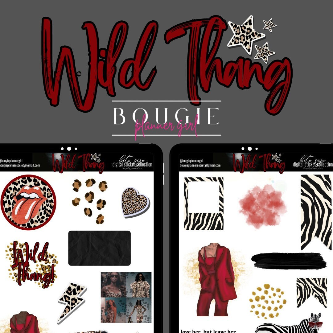 Wild Thang Bite Size Digital Sticker Collection , Digital Planner ...