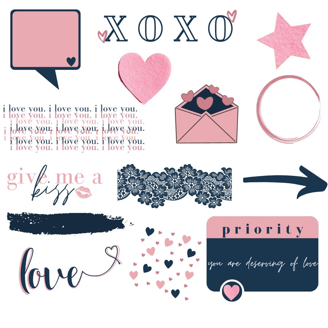 Xoxo Bite Size Digital Sticker Collection, Digital Planner Stickers ...