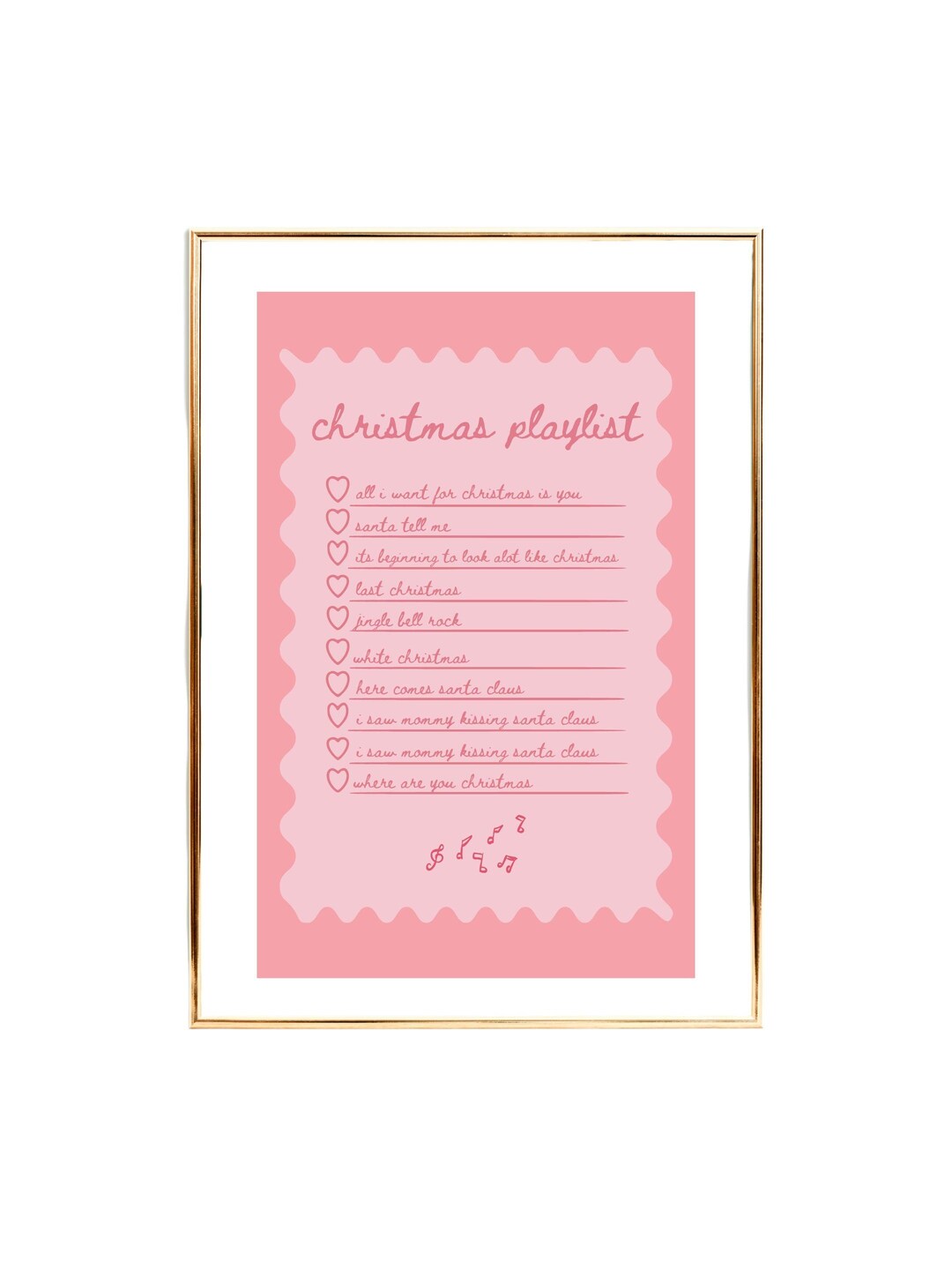 Christmas Playlist Art Print, Pink Holiday Song Poster, Girly Christmas ...