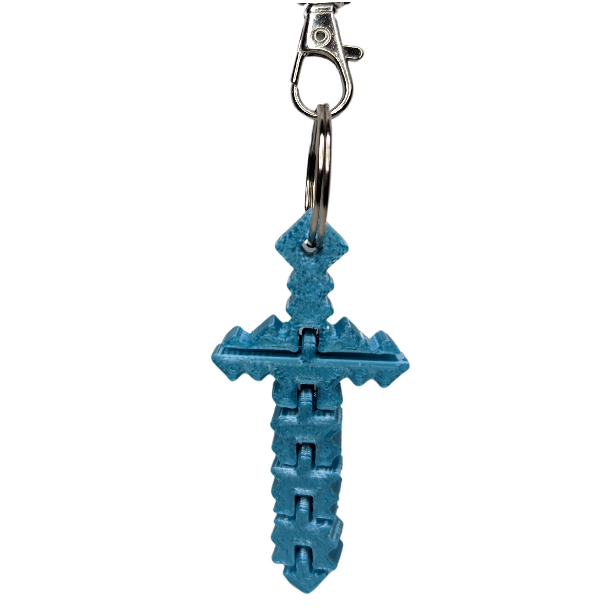 3d Printed Flexi Diamond Sword Keychain: Pixelated Adventure Accessory ...