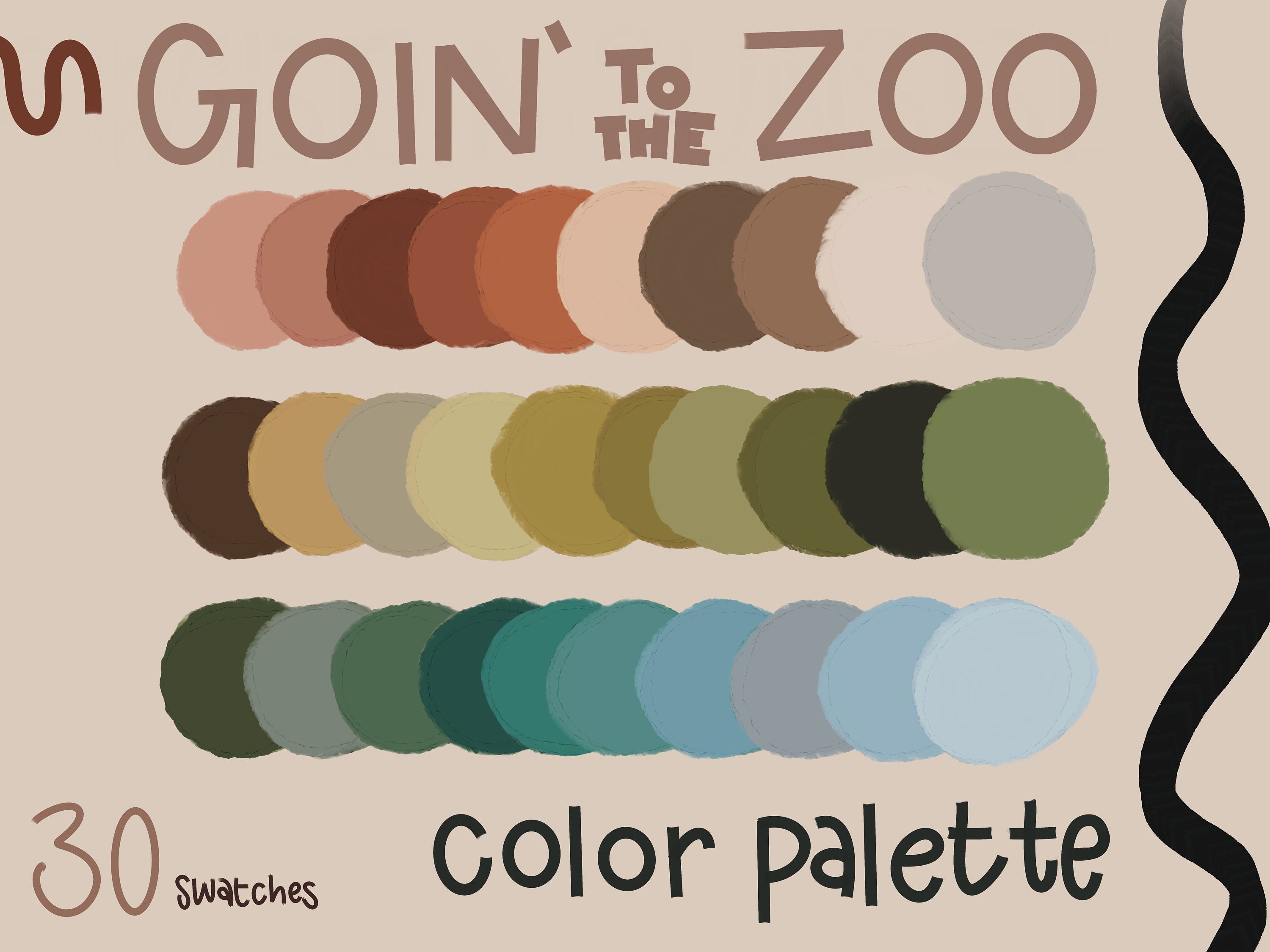 GOIN’ to the ZOO, Color Scheme, Procreate Art Palette, Color Swatches ...