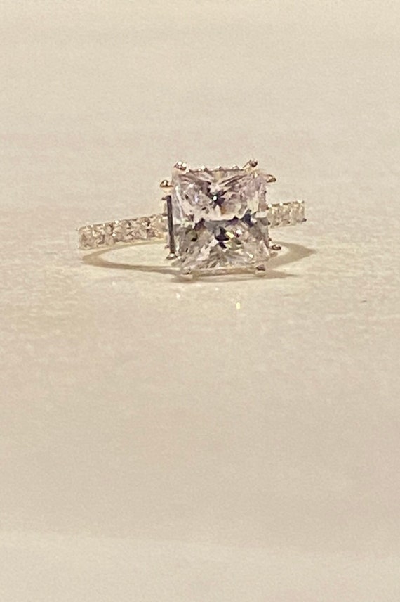 Big Square Diamond CZ Engagement Ring 8mm Diameter Square CZ - Etsy