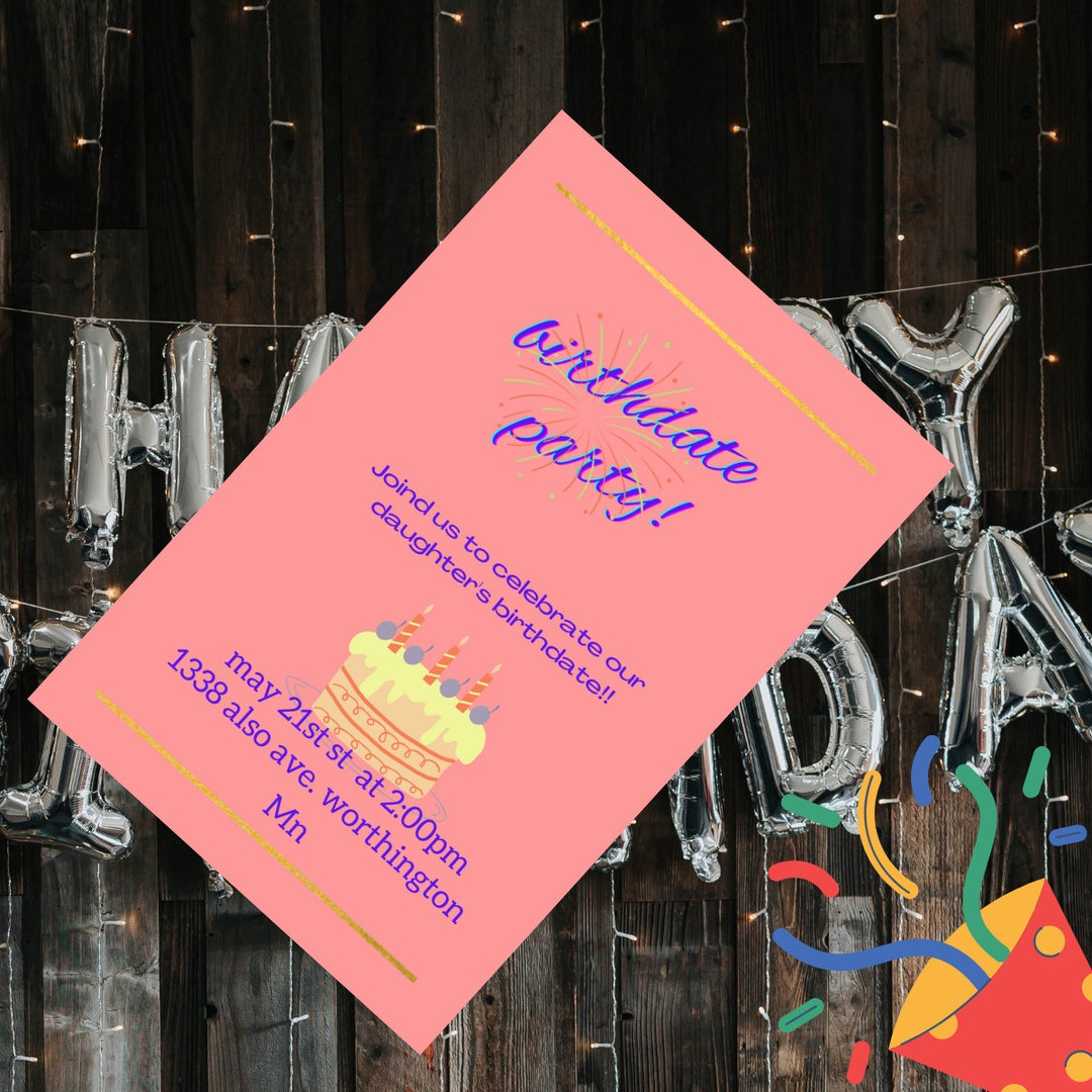 Birthdate Invitation Card - Etsy