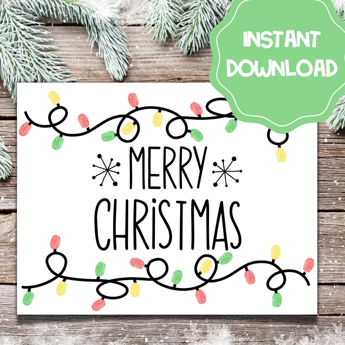 Merry Christmas Fingerprint Craft Christmas Light - Etsy