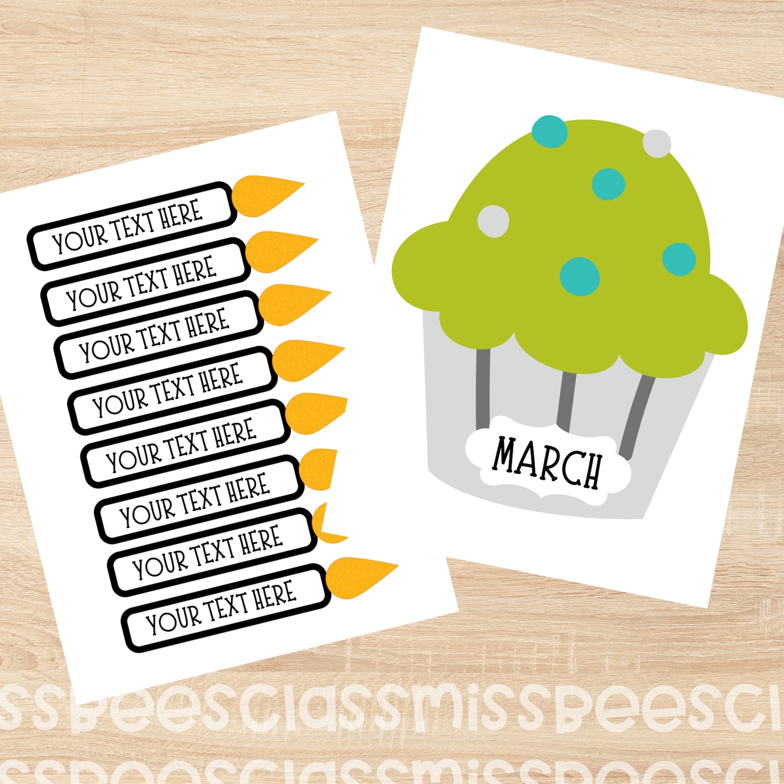Editable Classroom Birthday Cupcake Printable | Bulletin Board Decor ...