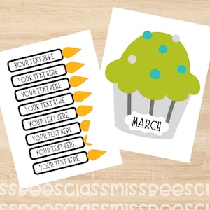 Editable Classroom Birthday Cupcake Printable | Bulletin Board Decor ...