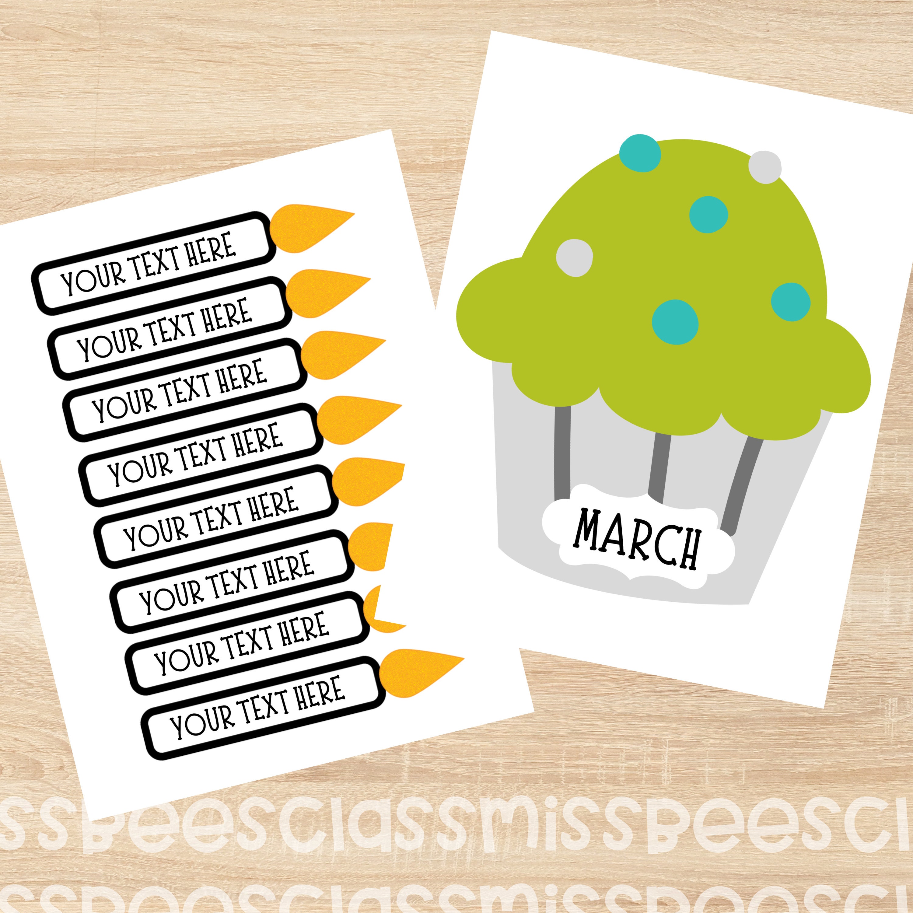 Editable Classroom Birthday Cupcake Printable | Bulletin Board Decor ...