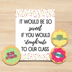 Editable Classroom Dough-nation Printable | Teacher Wish List Items ...
