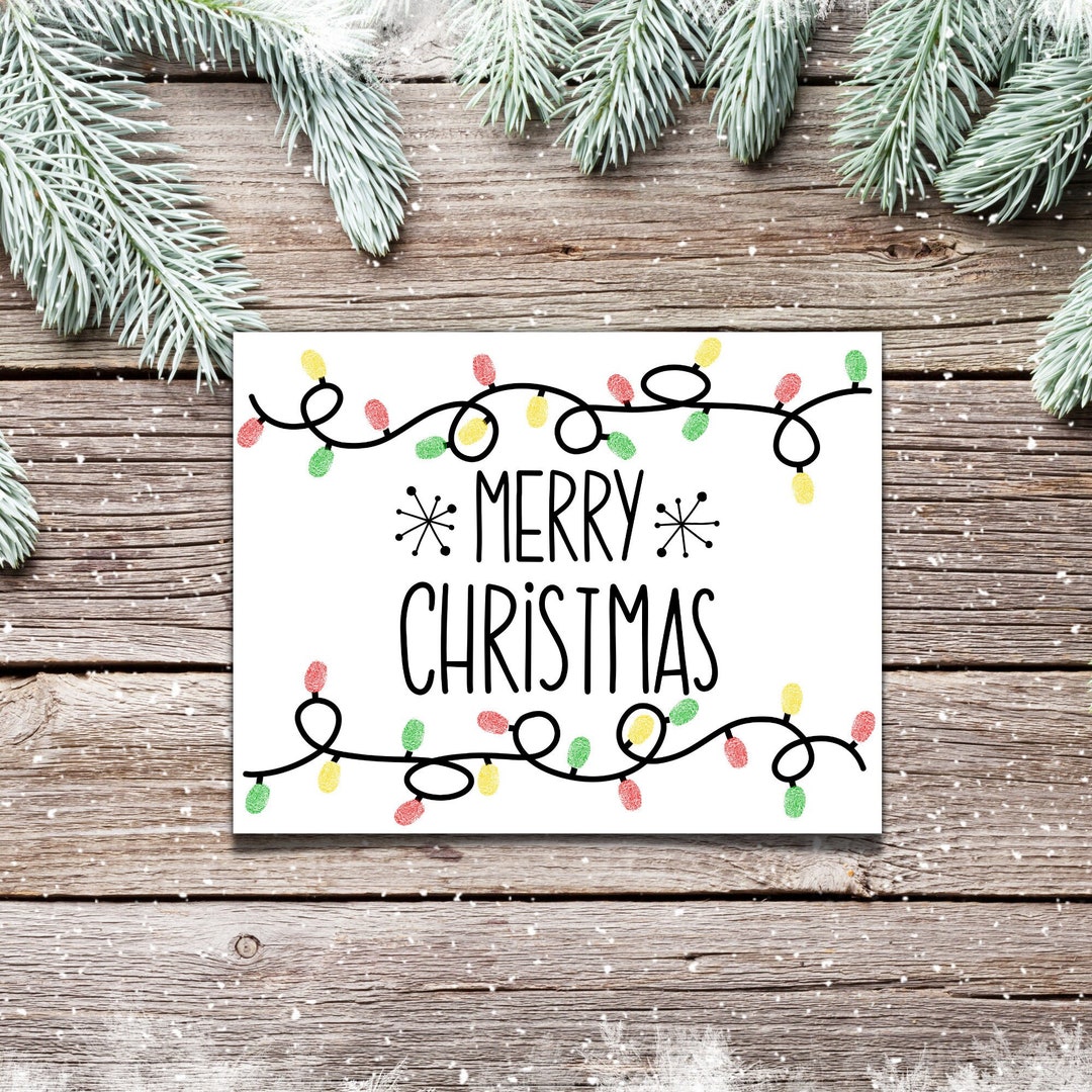 Merry Christmas Fingerprint Craft | Christmas Light Fingerprint ...