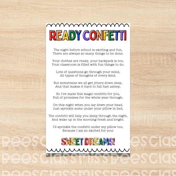Back to School Ready Confetti New School Year Gift for - Etsy