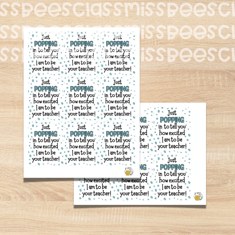 Popping With Excitement Meet the Teacher Treat Tag | Back to School ...