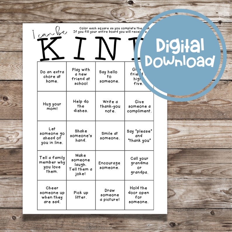 Kindness BINGO | I Can Be Kind | - Etsy