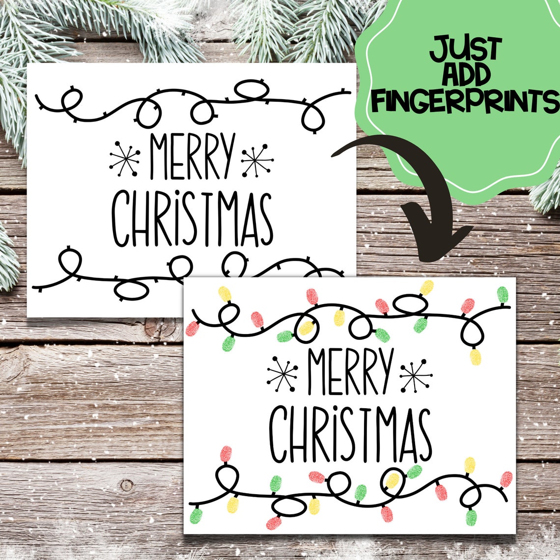 Merry Christmas Fingerprint Craft Christmas Light - Etsy