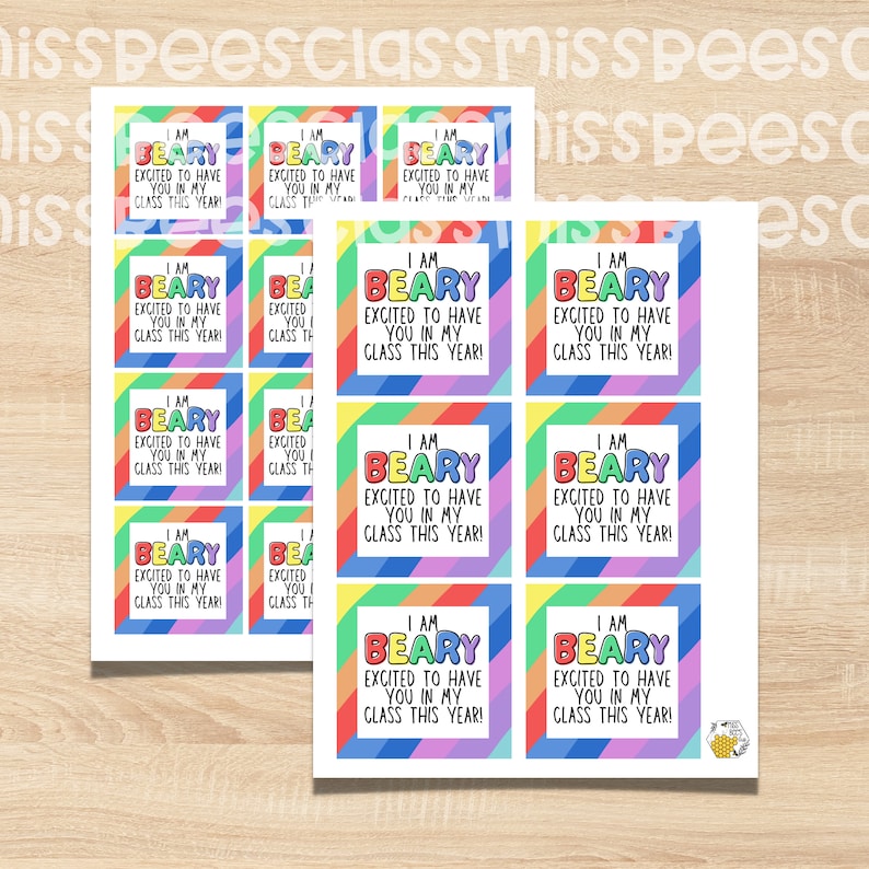 Beary Excited Meet the Teacher Treat Tag | Back to School Printable ...