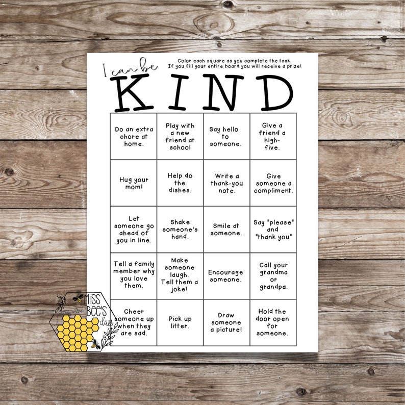 Kindness BINGO | I Can Be Kind | - Etsy