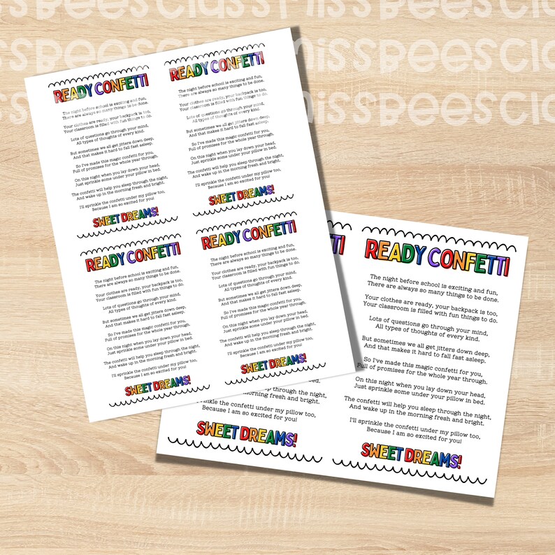 Back to School Ready Confetti New School Year Gift for Students Welcome ...