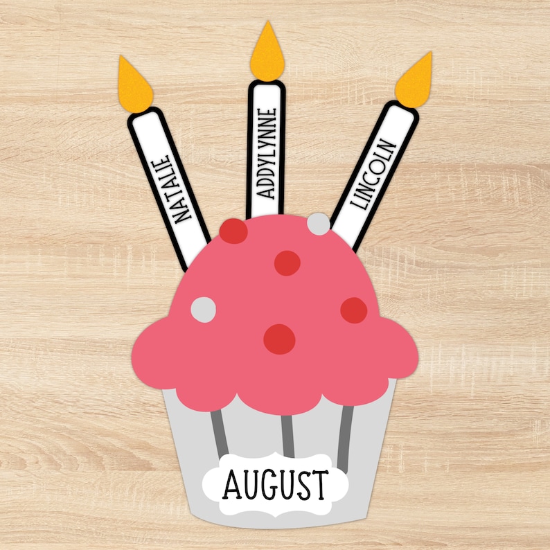 Editable Classroom Birthday Cupcake Printable | Bulletin Board Decor ...