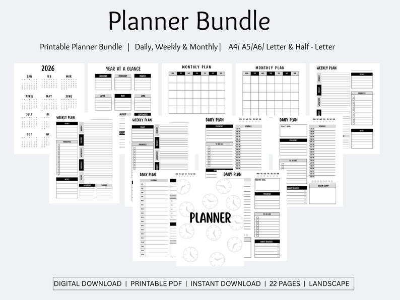 ADHD Printable Planner, Daily, Weekly, Monthly Planner| A4,A5,A6 ...