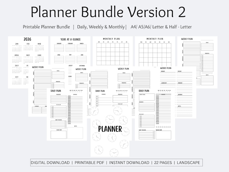 ADHD Planner Printable Bundle, Daily, Weekly, Monthly (digital Download ...