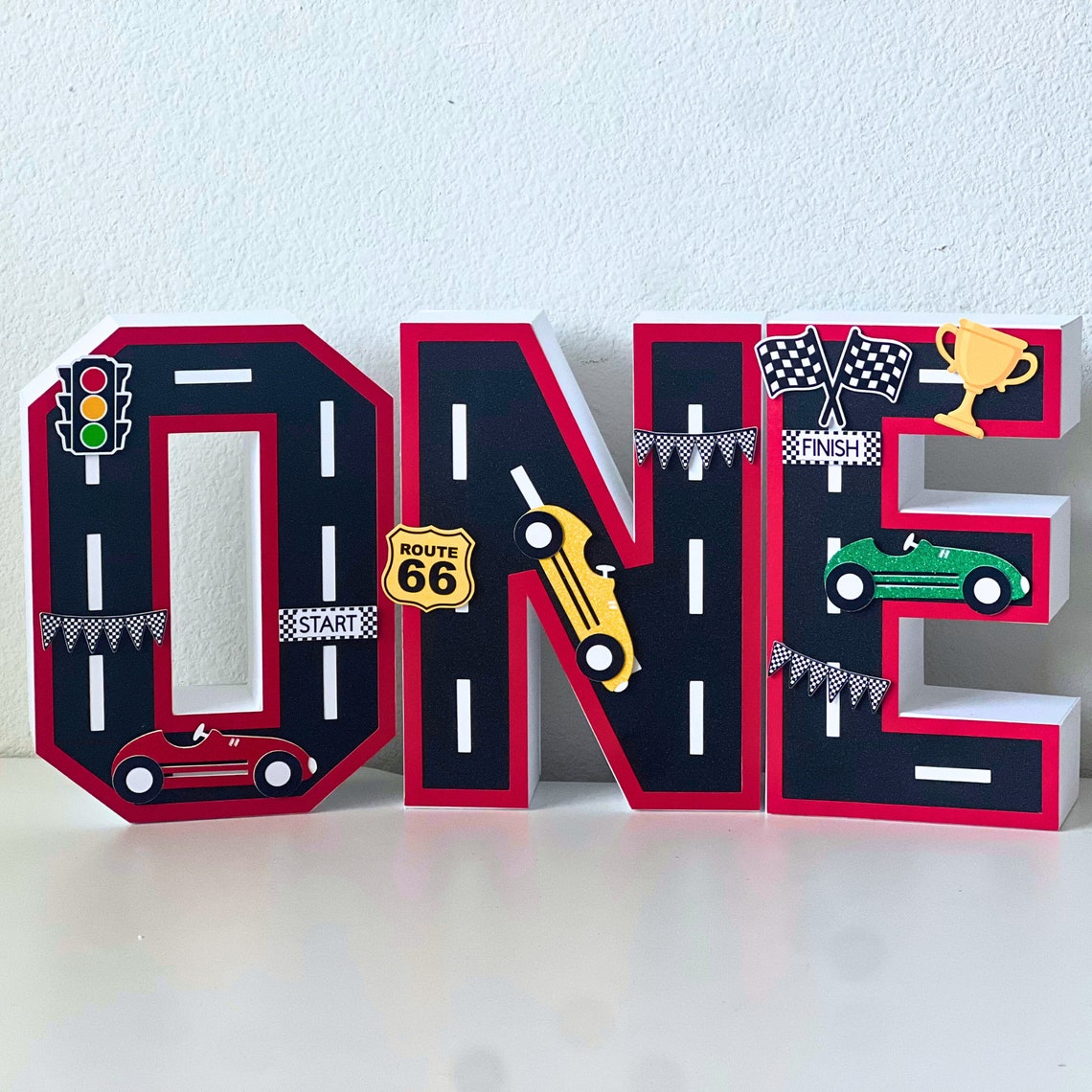 Fast One Racing Car Theme Centerpiece for Party Decor, Racing One Year ...