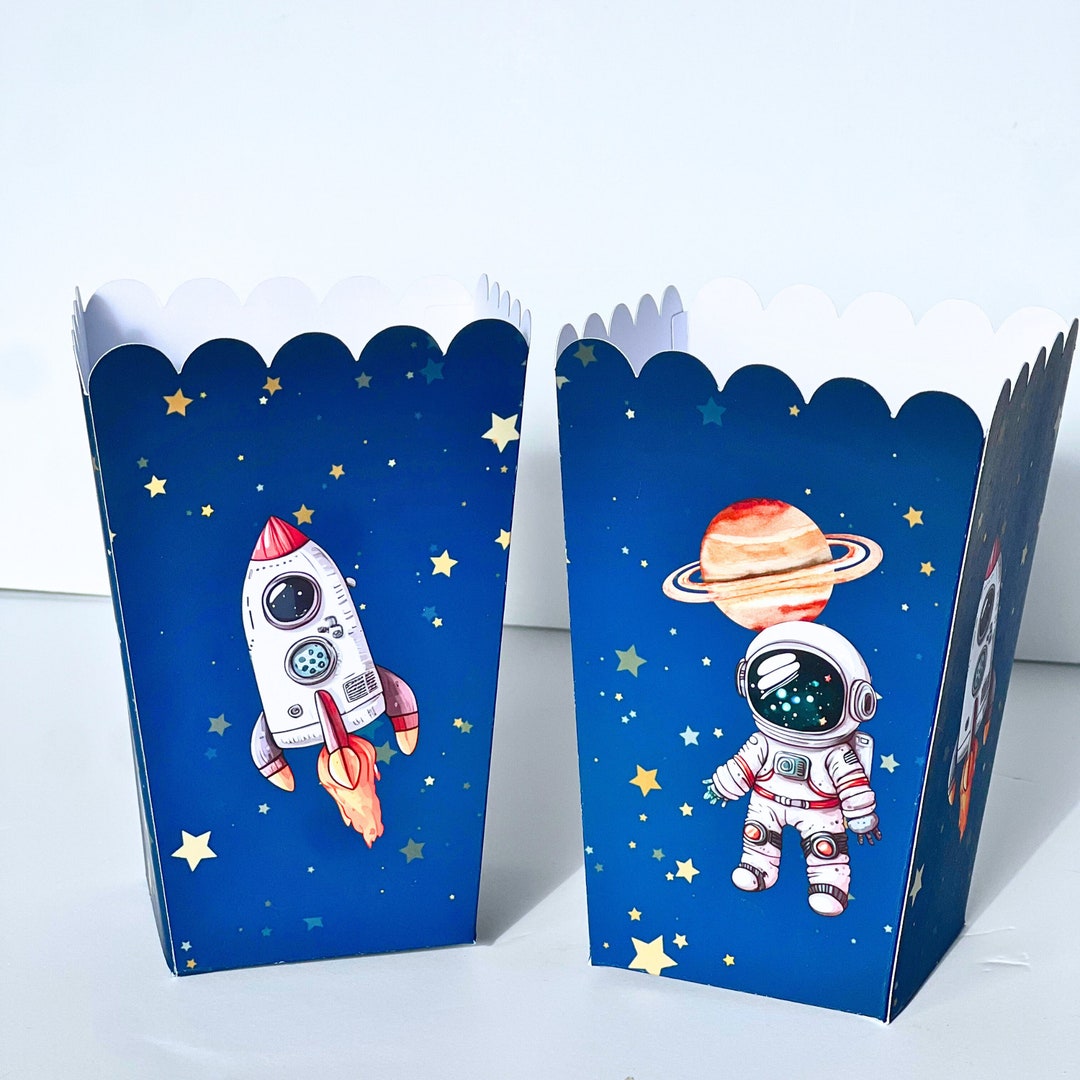 First Trip Around the Sun Outer Space Theme Birthday Popcorn Boxes ...