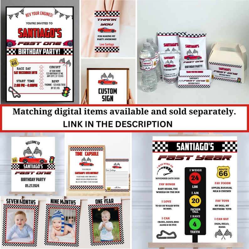 Fast One Racing Car Theme Centerpiece for Party Decor, Racing One Year ...