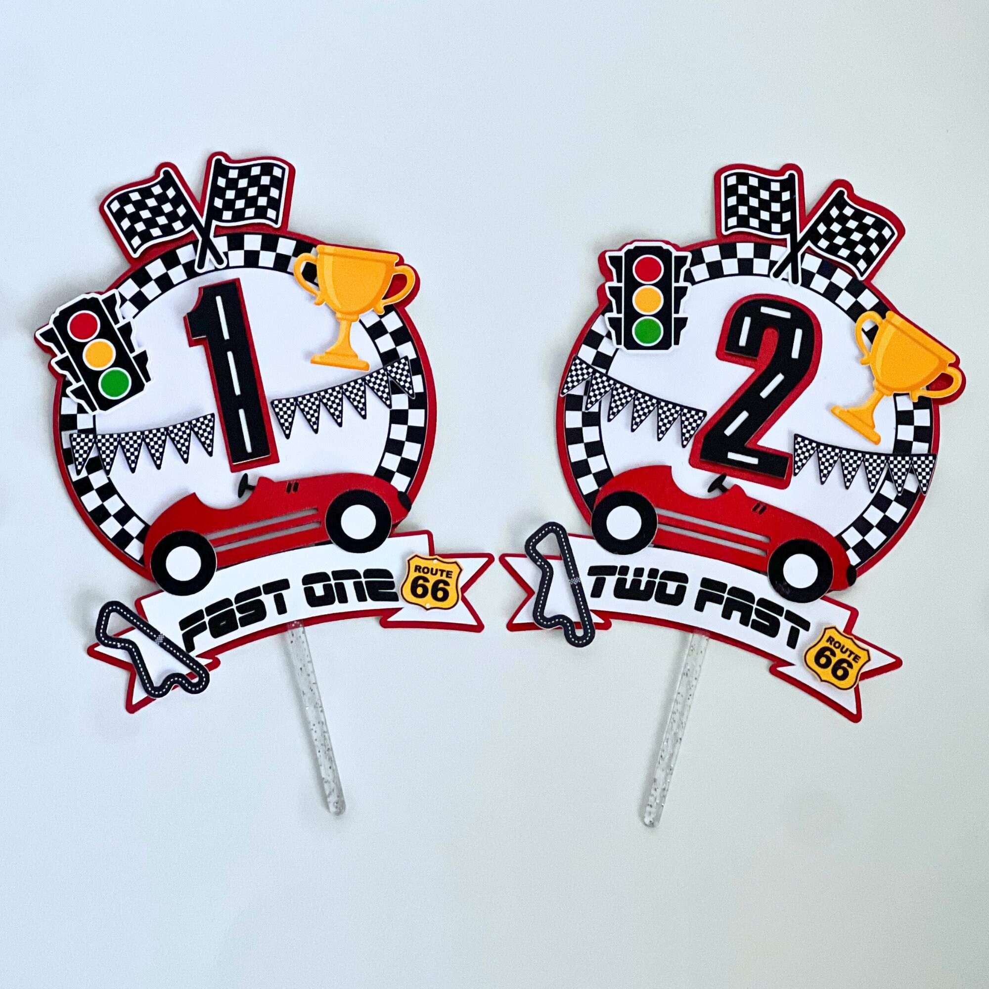 Racing Car Cake Topper, Two Fast Birthday Party Cake Decor, Fast One ...