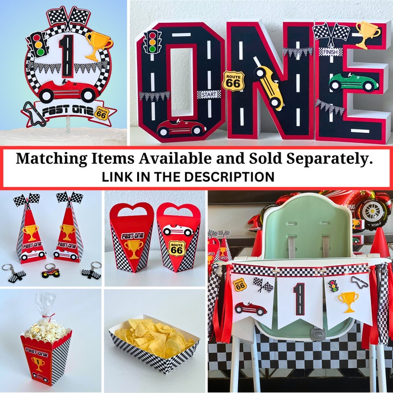 Fast One Racing Car Theme Centerpiece for Party Decor, Racing One Year ...