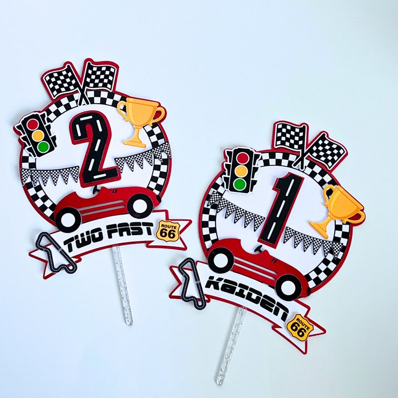 Racing Car Cake Topper, Two Fast Birthday Party Cake Decor, Fast One ...
