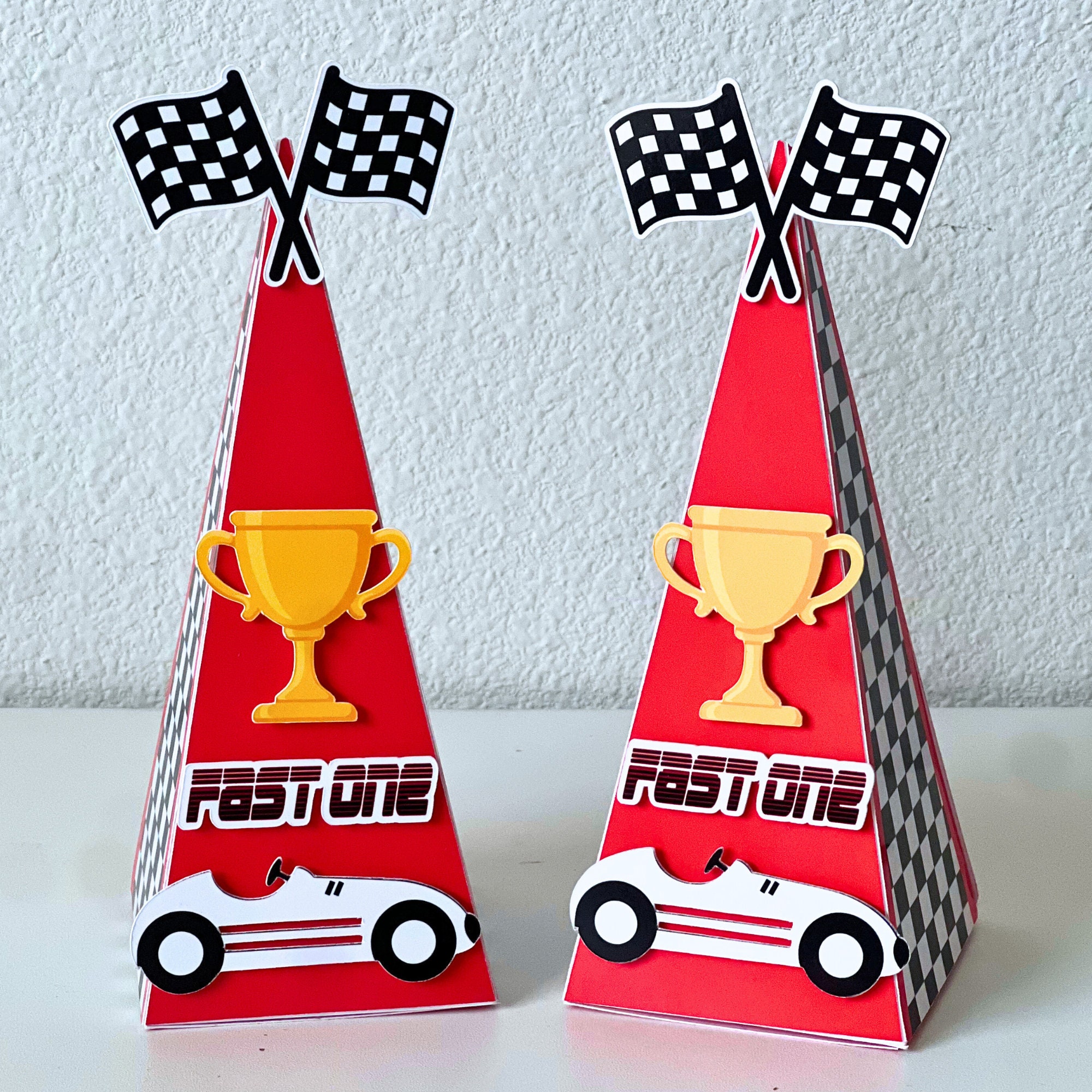Fast One Racing Car Party Favor Candy Boxes, Racing Theme One Year Old ...