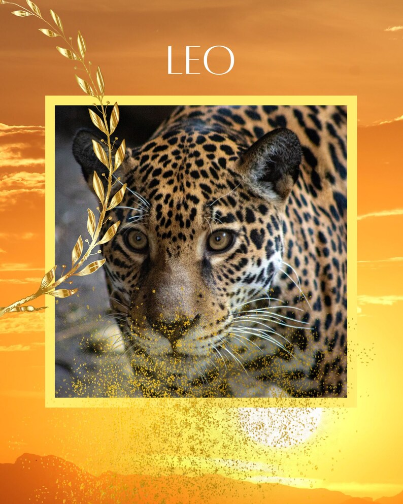 Leo Astrology and Zodiac Art Print, Leo Cat Art, Orange Leo Print ...