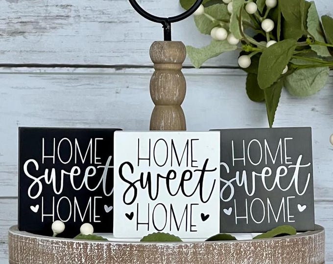 Home Sweet Home Sign | Farmhouse Mini Sign | Family Tiered Tray ...