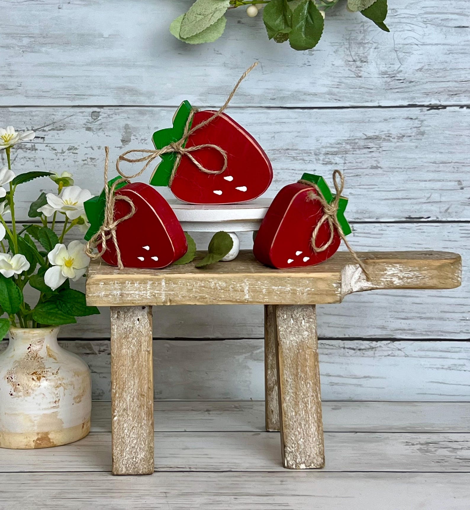 Wooden Strawberries | Strawberry Tiered Tray | Wood Strawberry ...