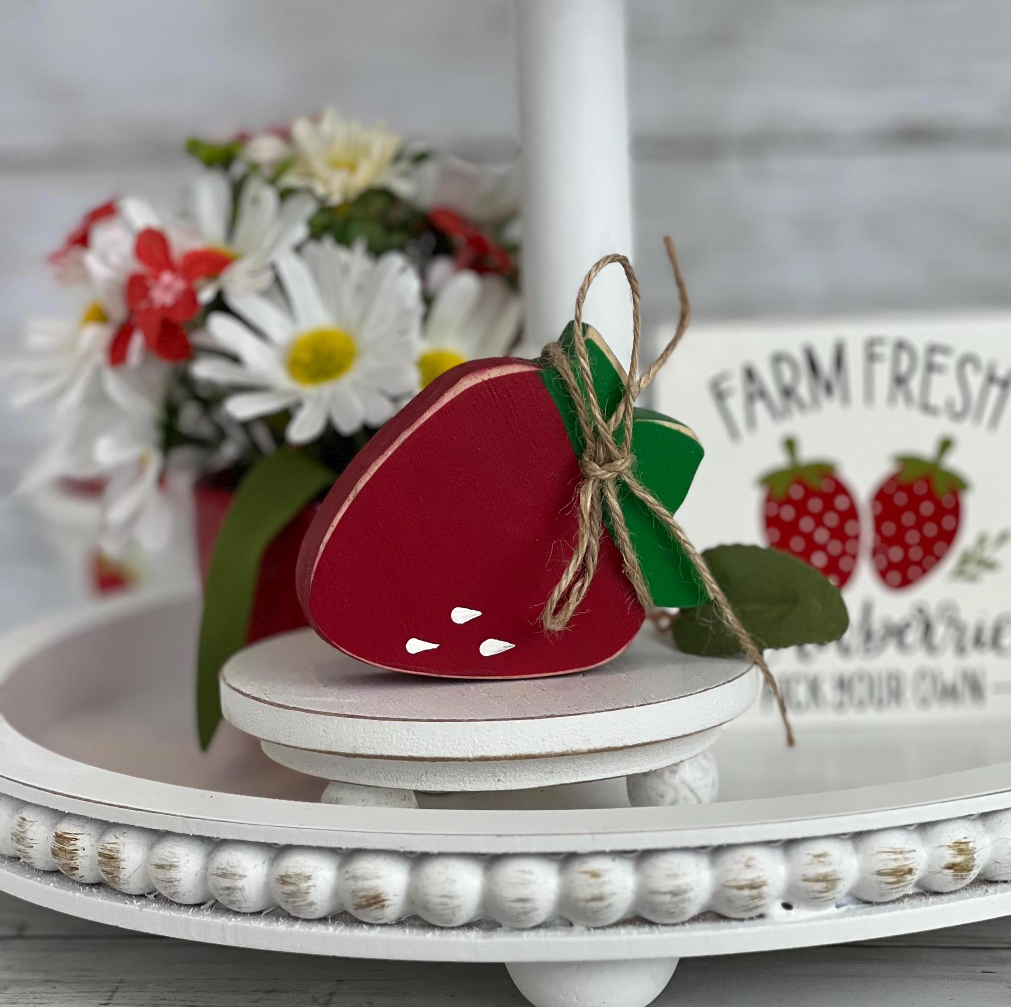 Wooden Strawberries | Strawberry Tiered Tray | Wood Strawberry ...
