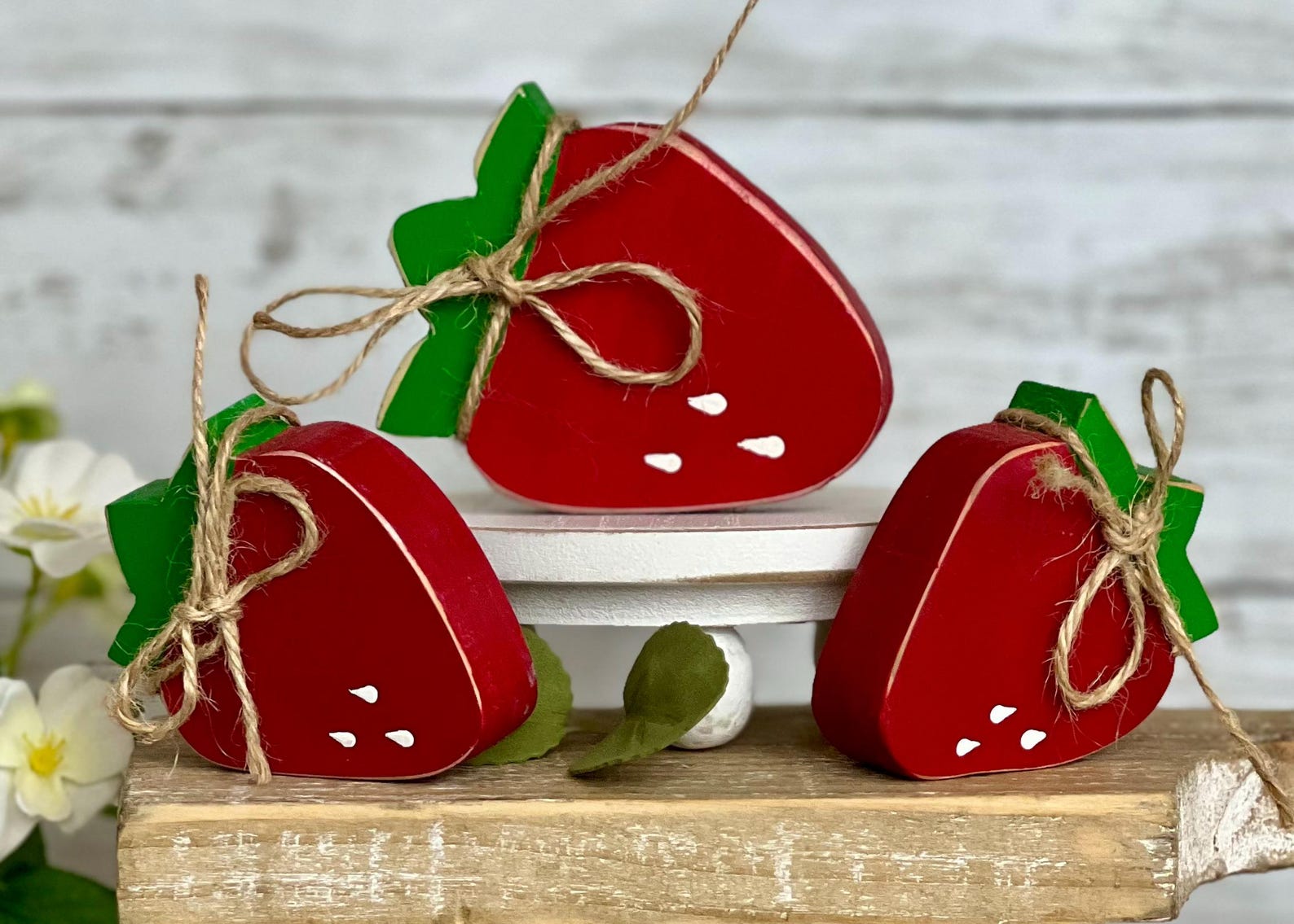 Wooden Strawberries | Strawberry Tiered Tray | Wood Strawberry ...