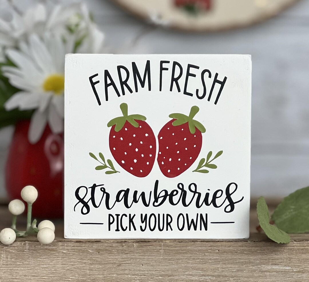 Strawberry Mini Sign | Summer Tiered Tray | Farmhouse Decor ...