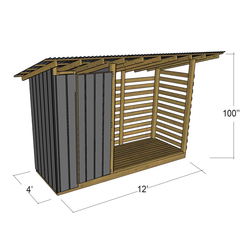 4x12 Firewood Shed Plans - Build Firewood Shed With Storage Garden ...