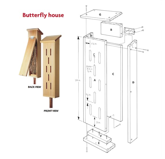 DIY Butterfly House Plans Build Butterfly House Garden DIY - Etsy Australia