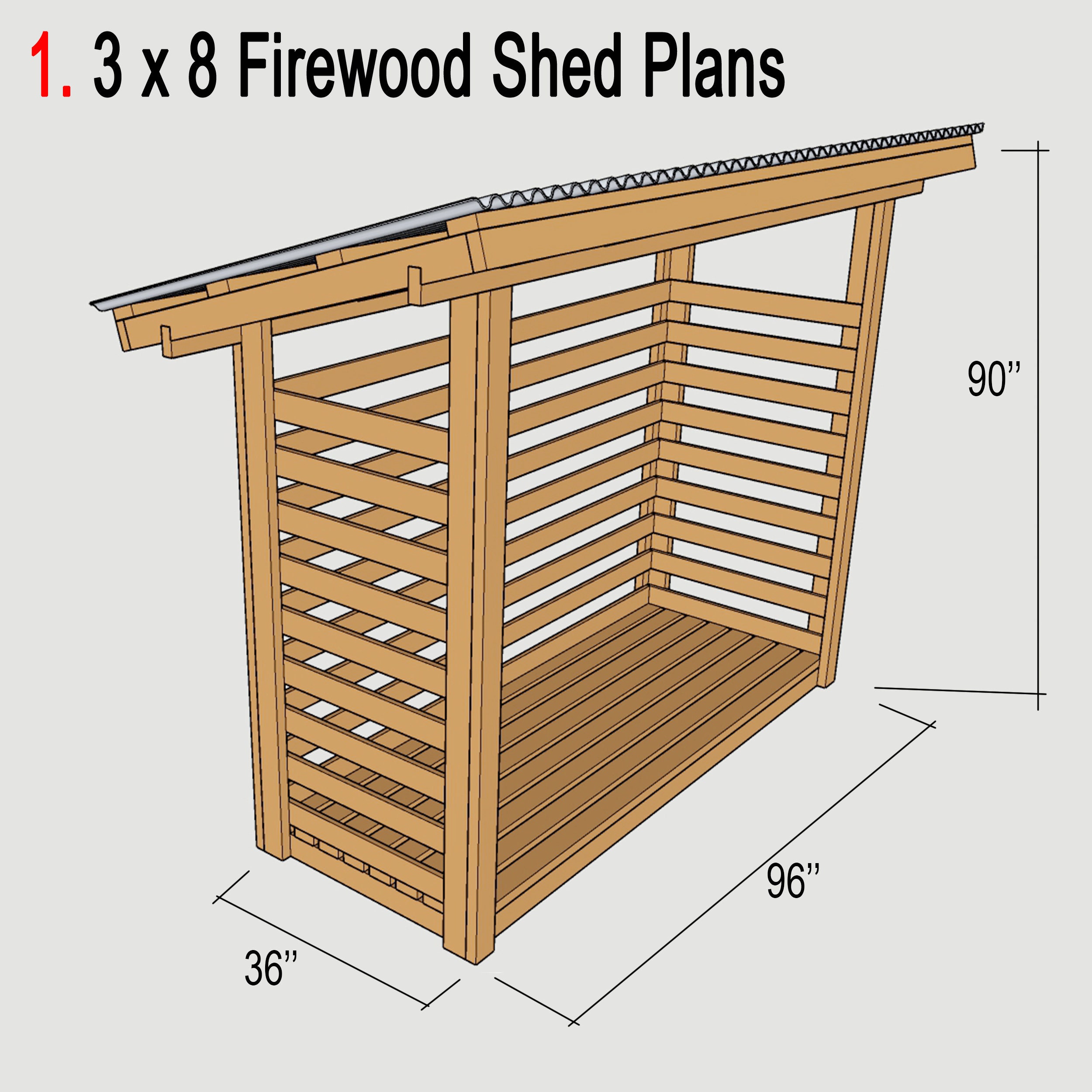 Bundle 4 Firewood Shed Plans - Build Firewood Storage Garden - DIY ...
