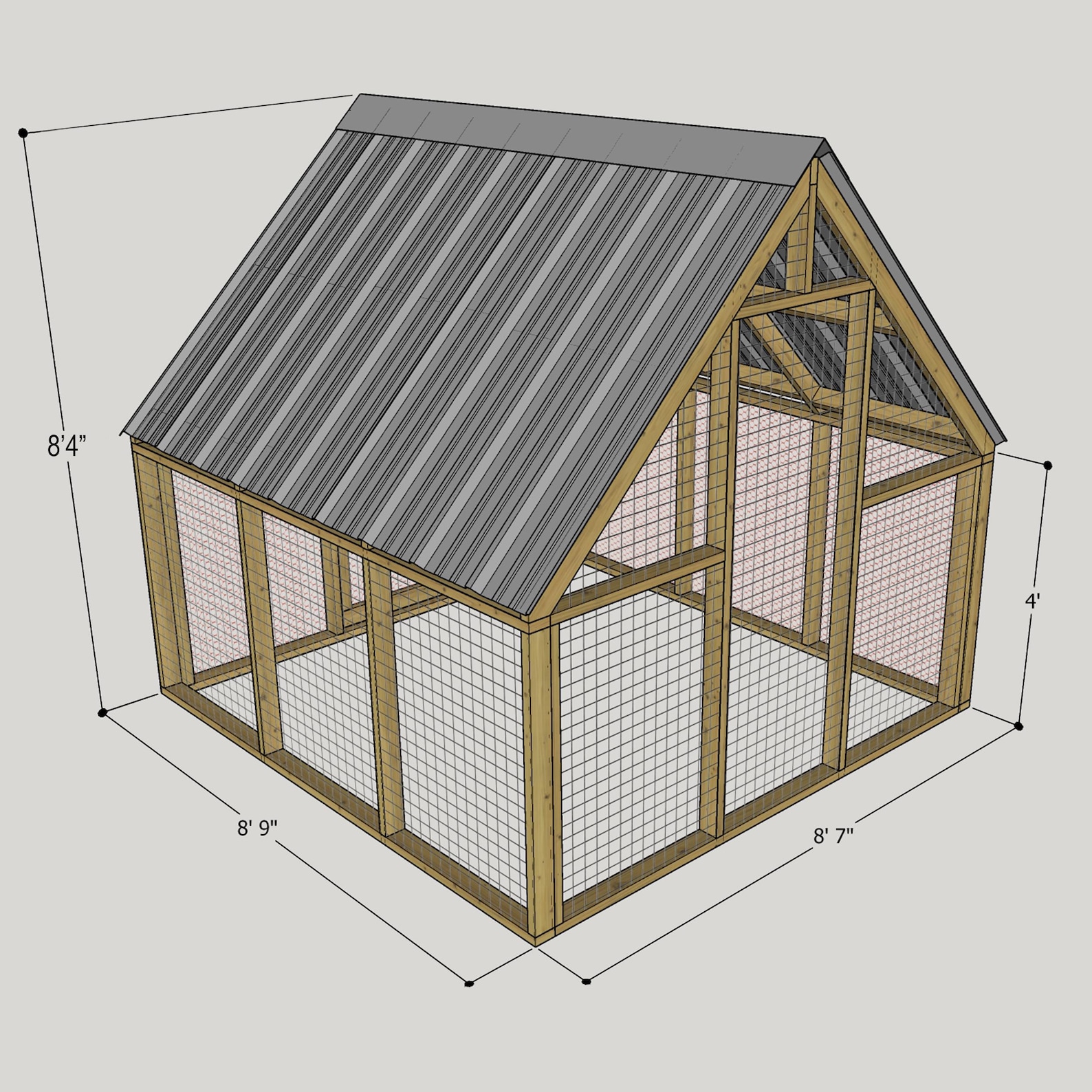 8x8 Chicken Run Plans - DIY Walk-in Chicken Run Plans - Chicken Coop ...