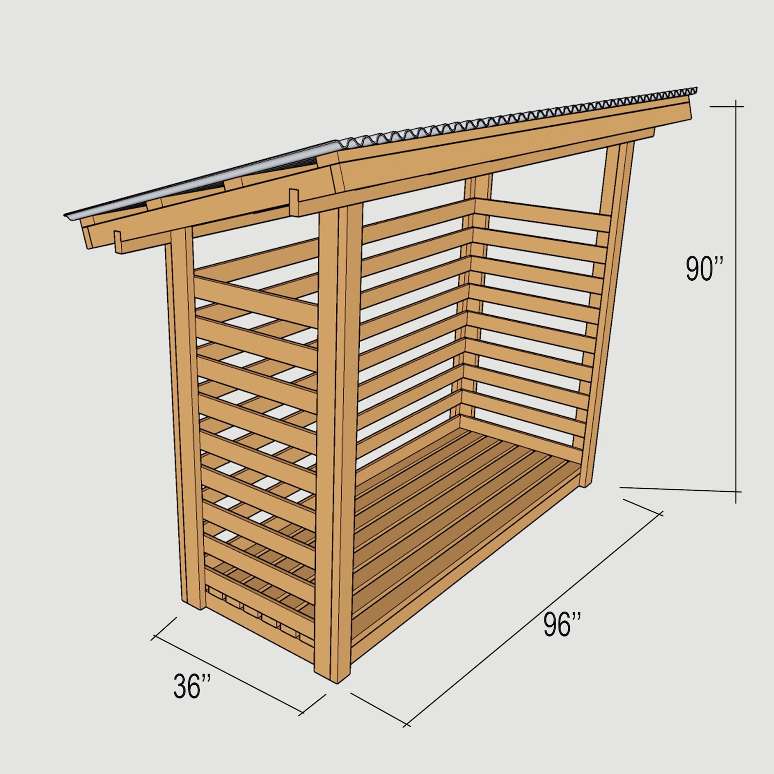 3x8 Firewood Shed Plans - Build Firewood Storage Garden - DIY Firewood ...