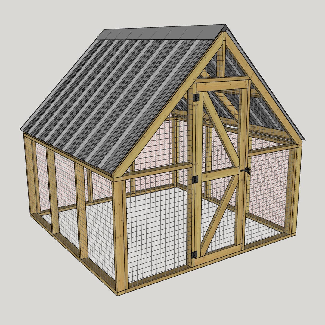 8x8 Chicken Run Plans - DIY Walk-in Chicken Run Plans - Chicken Coop ...