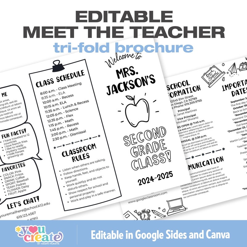 Trifold Brochure Teacher - Etsy