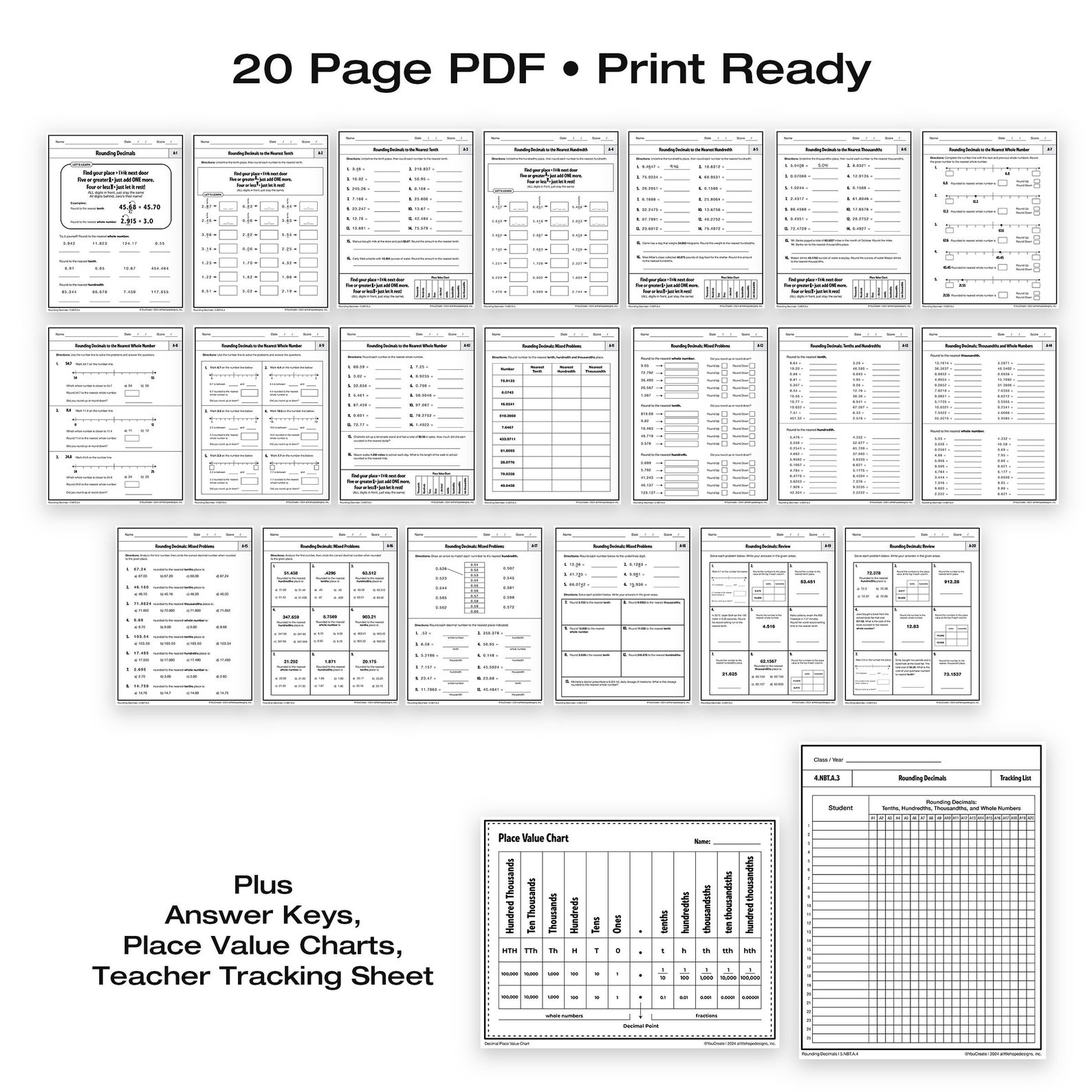 5th Grade: Rounding Decimals Worksheets • Decimal Place Value ...